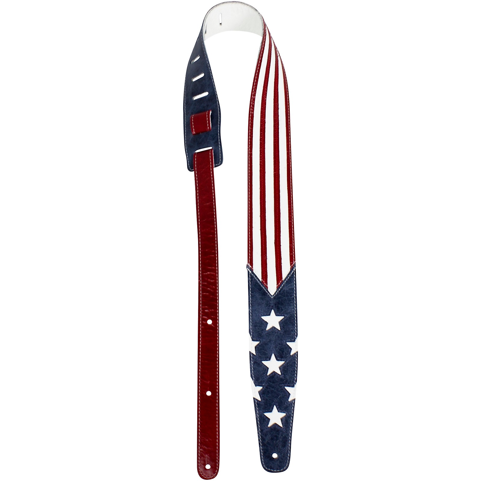Perri's 2.5" Premium Leather USA Flag Guitar Strap USA Flag 2.5 in ...
