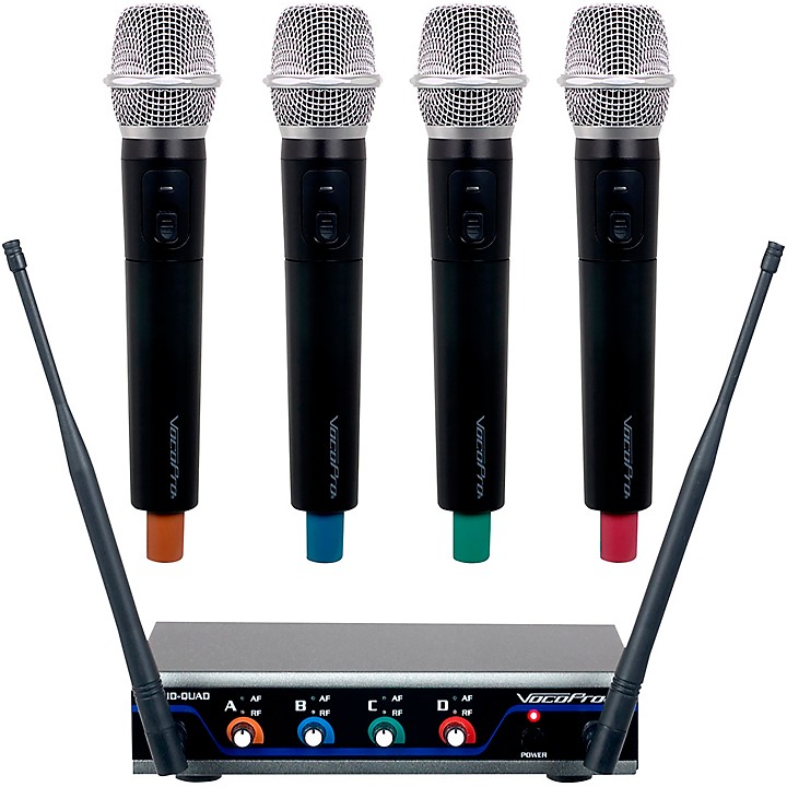 VocoPro Four Channel UHF Wireless Handheld Microphone System Band H2 ...