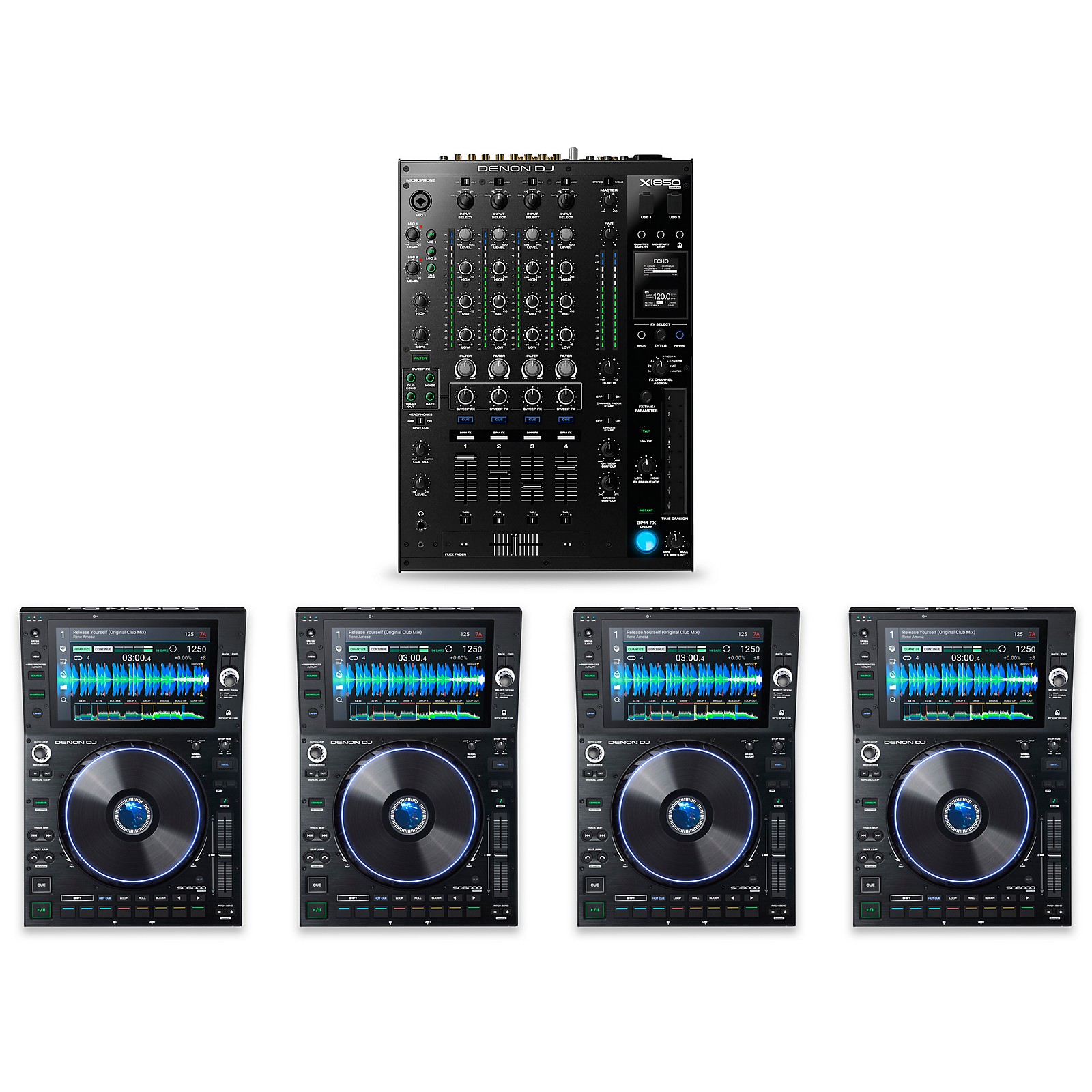 Denon DJ PRIME Package With X1850 Mixer and 4 SC6000 Media Players ...