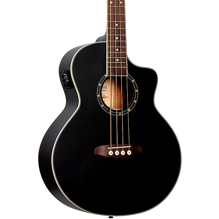 Ortega D7CE 4-String Acoustic Electric Cutaway Bass Guitar Satin Black ...