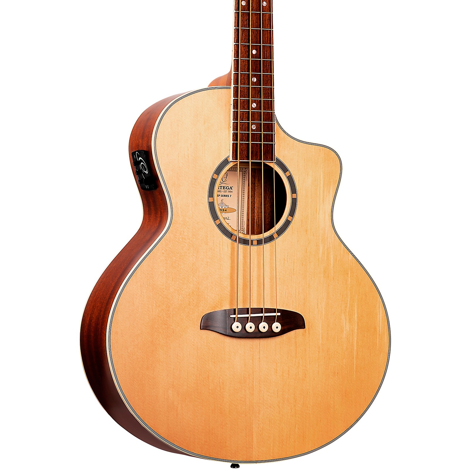 Ortega D7CE 4-String Acoustic Electric Cutaway Bass Guitar Natural ...