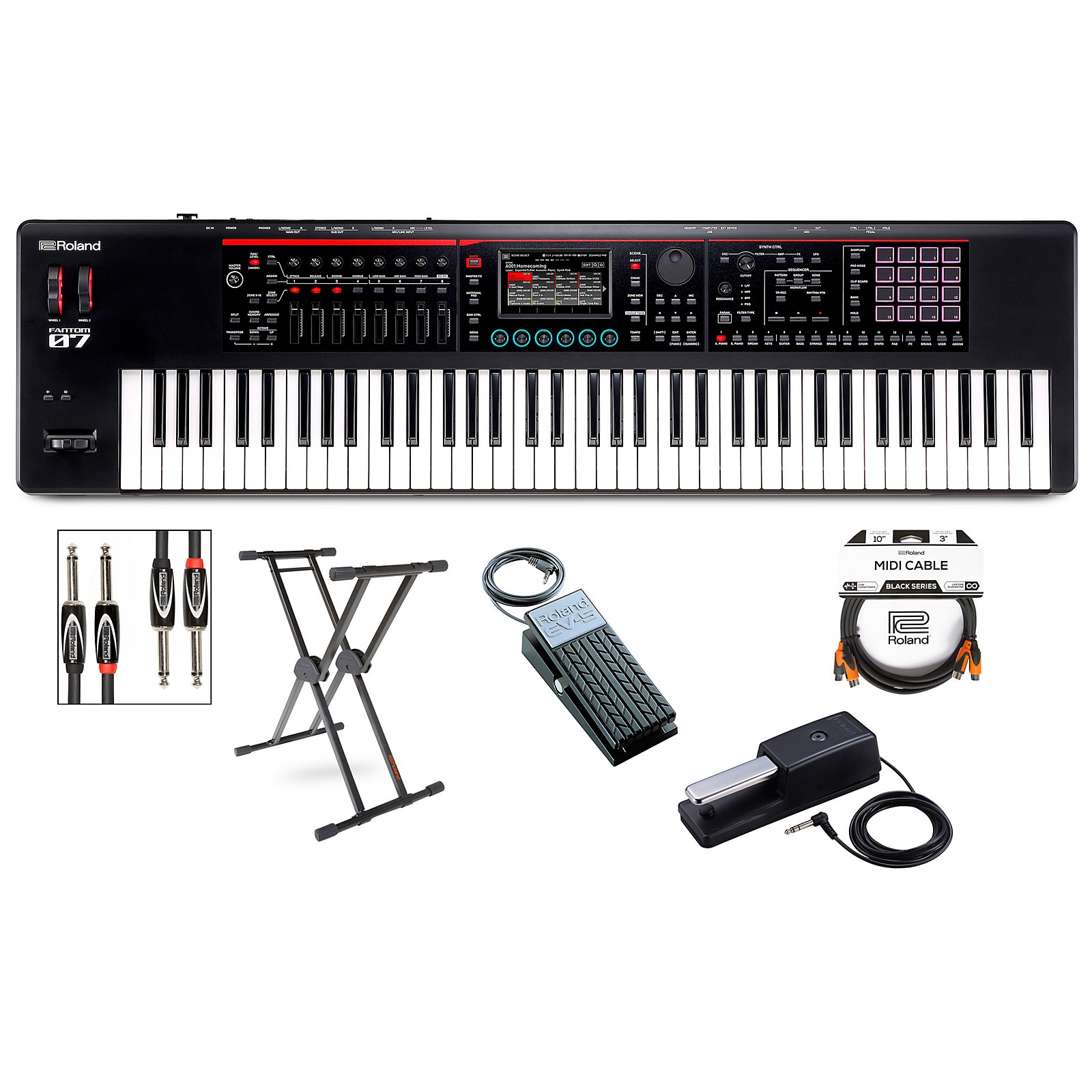 Roland FANTOM-07 Synthesizer With KS-20X, DP-10 and EV-5 Plus Black ...