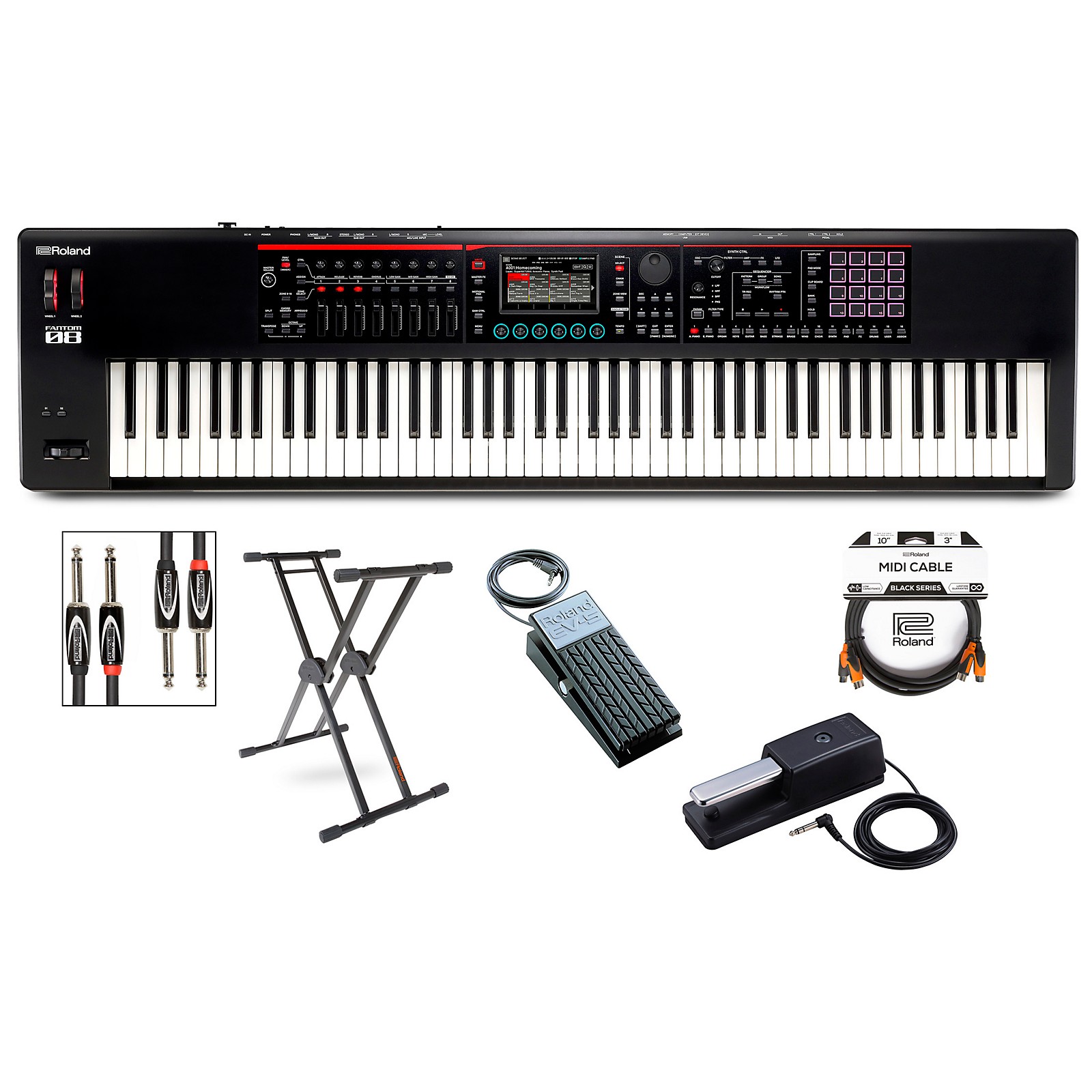 Roland FANTOM-08 Synthesizer With KS-20X, DP-10 and EV-5 Plus Black ...