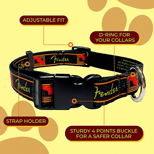 Fender Dog Collar Black/Yellow/Red Small | Guitar Center