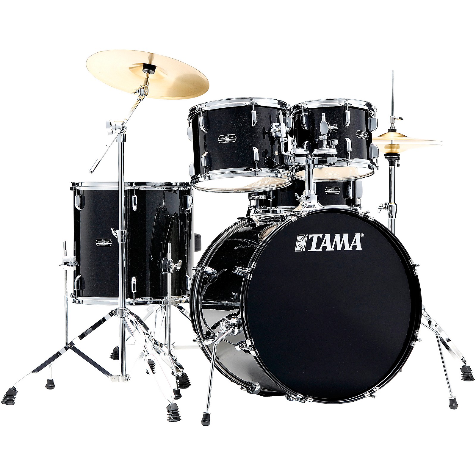 TAMA Stagestar 5-Piece Complete Drum Set With 22" Bass Drum Black Night ...