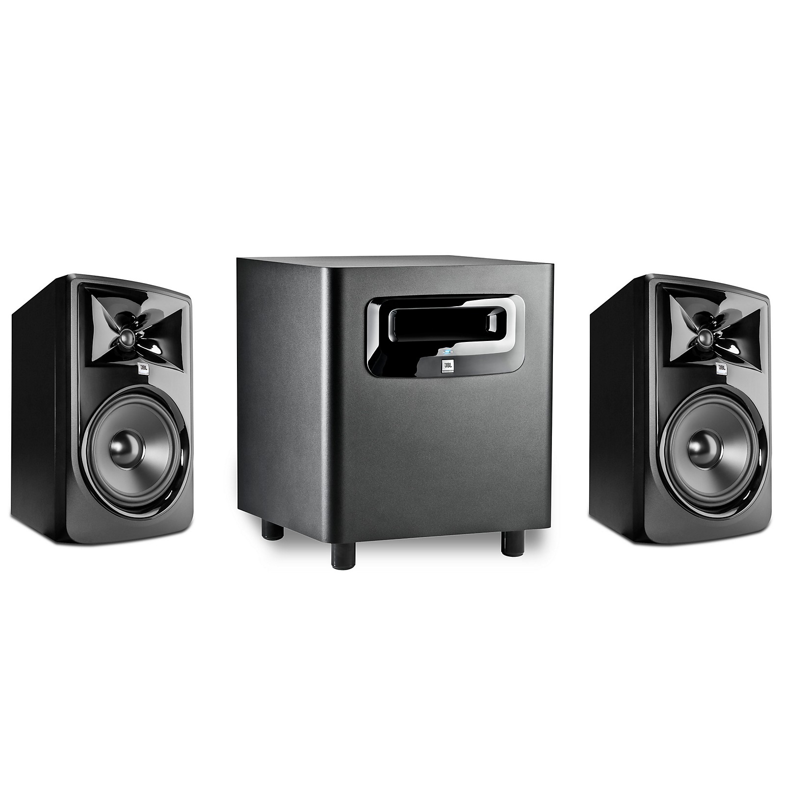 JBL 2.1 Studio Bundle With 308P MkII 8" Powered Studio Monitor Pair & LSR310S 10" Powered Studio ...