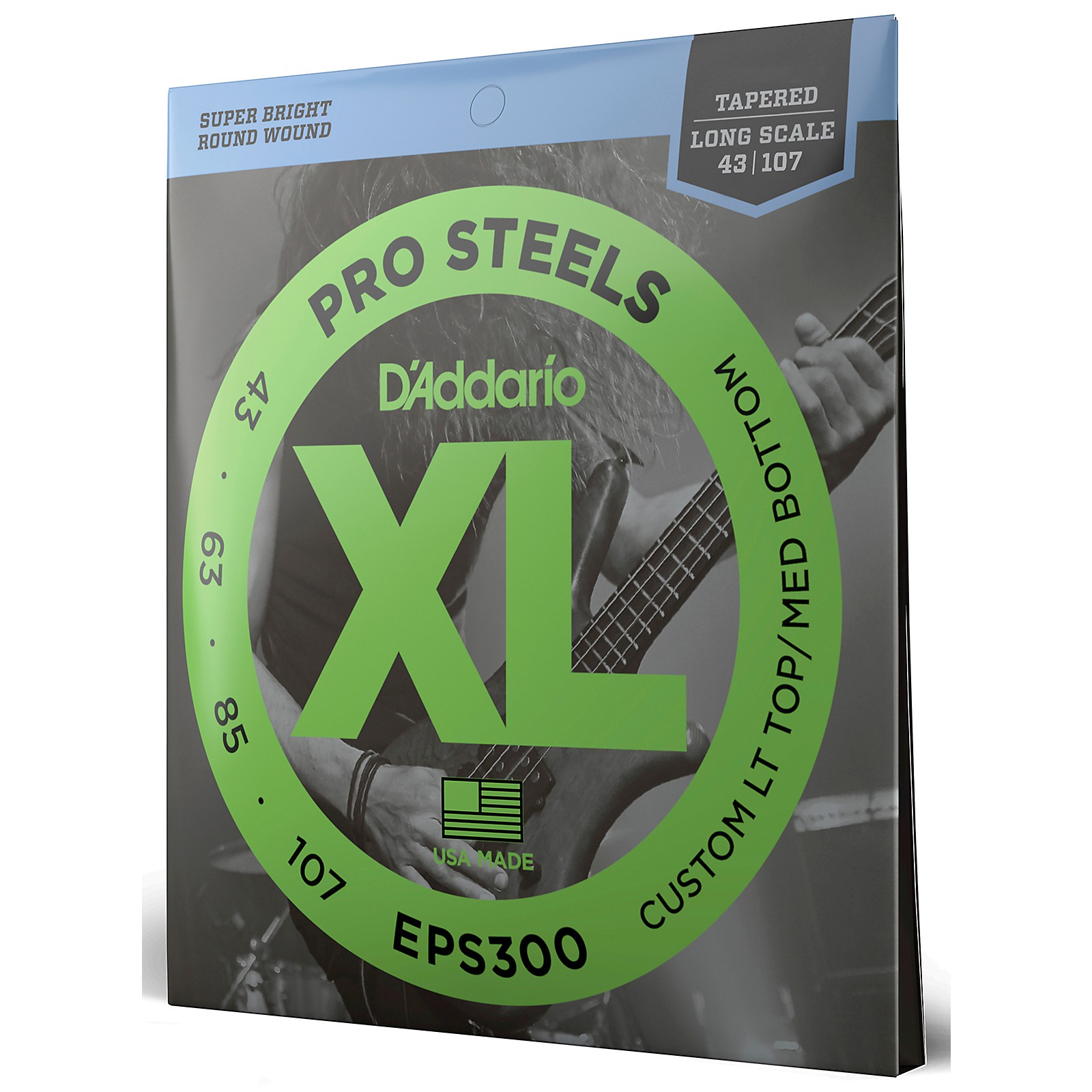D'Addario EPS300 ProSteel Long Scale Tapered Electric Bass String Set ...