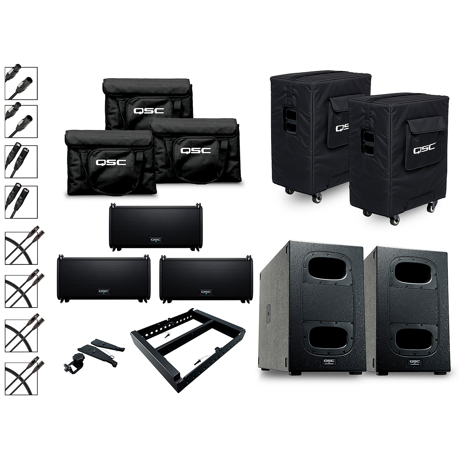 QSC Three LA108 Ground Stack Active Line Array Speaker Package With Two ...