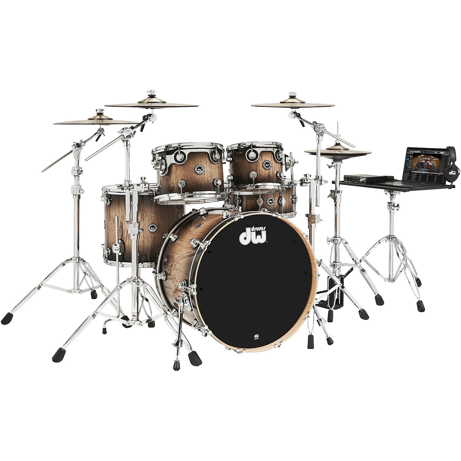 DW DWe Wireless Acoustic-Electronic Convertible 5-Piece Drum Set Bundle ...