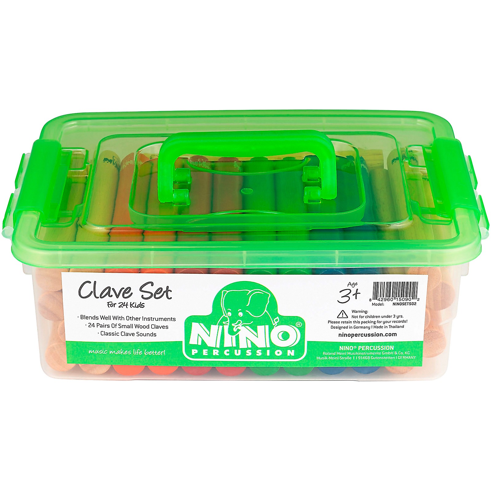 Nino 24-Pair Multicolored Clave Set With Plastic Storage Container ...