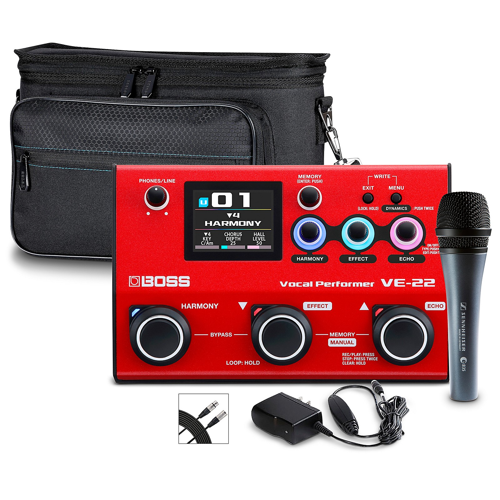 BOSS VE-22 Vocal Performer Bundle With E835 Microphone, XLR Cable ...