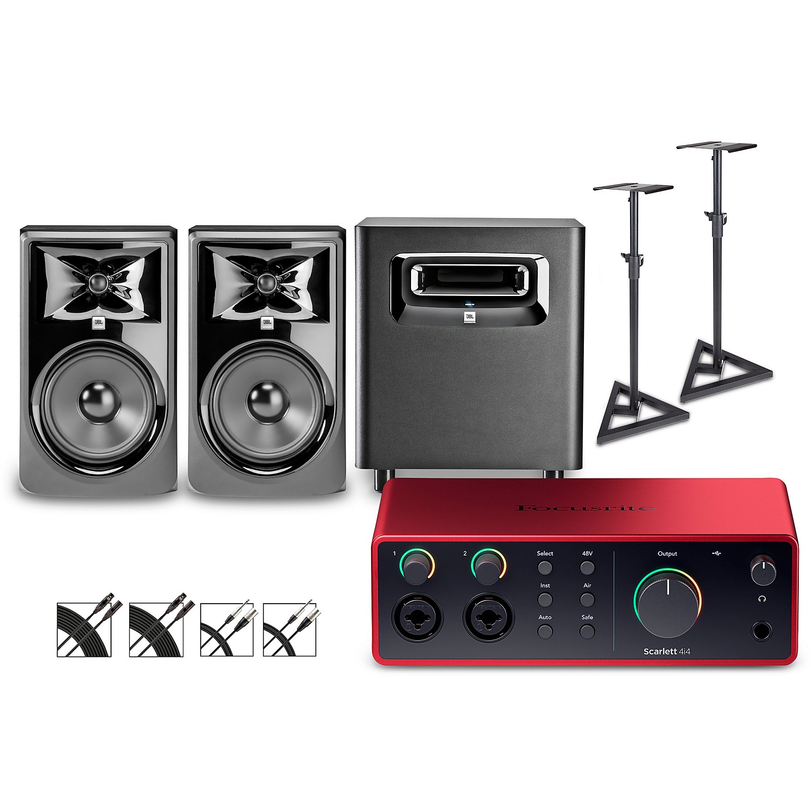 Focusrite Scarlett 4i4 Gen 4 with JBL 3 Series Studio Monitor Pair ...