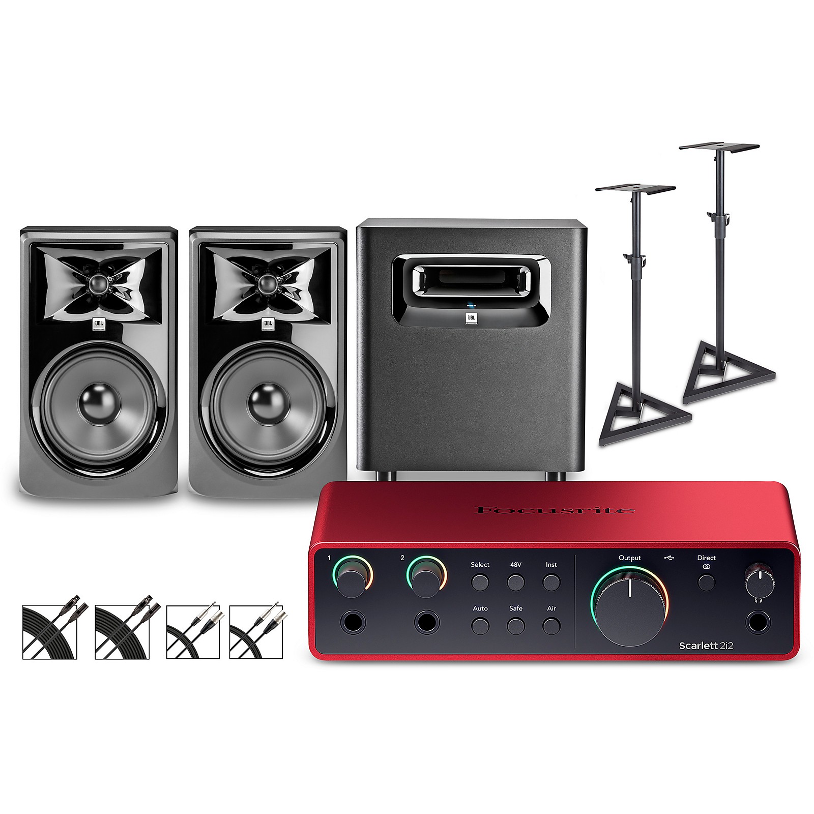 Focusrite Scarlett 2i2 Gen 4 with JBL 3 Series Studio Monitor Pair ...