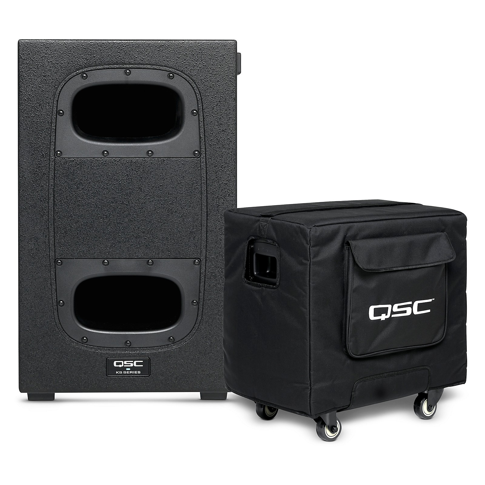 QSC KS112 12" Compact Powered Subwoofer with QSC Padded Cover | Guitar ...