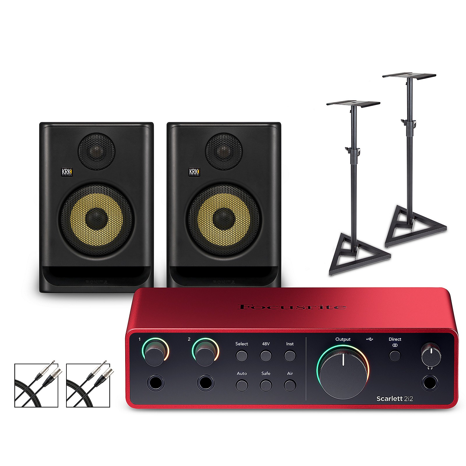 Focusrite 2i2 Gen4 with KRK ROKIT G5 Studio Monitor Pair (Stands ...