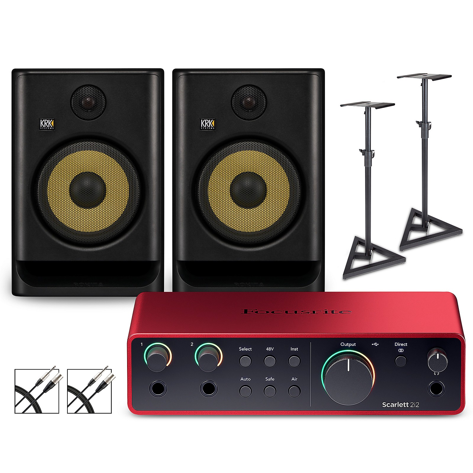 Focusrite 2i2 Gen4 with KRK ROKIT G5 Studio Monitor Pair (Stands ...