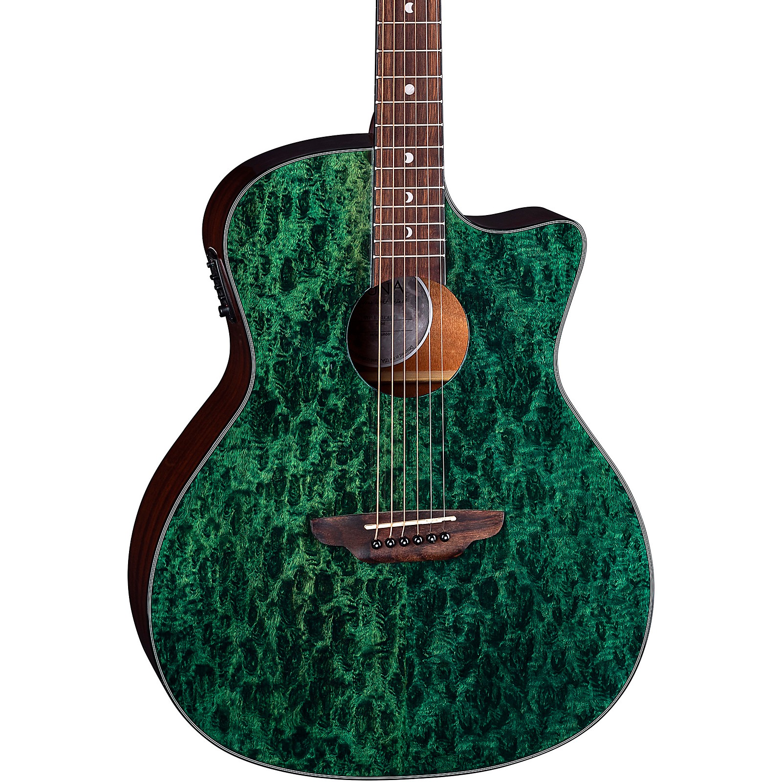 Luna Gypsy Eucalyptus Grand Concert Acoustic-Electric Guitar Trans Teal ...