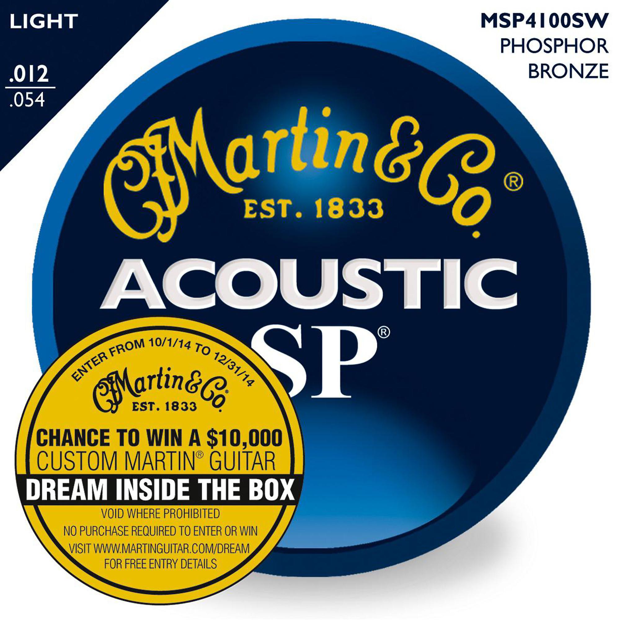 Martin MSP4100 SP Phosphor Bronze Light Acoustic Guitar Strings ...