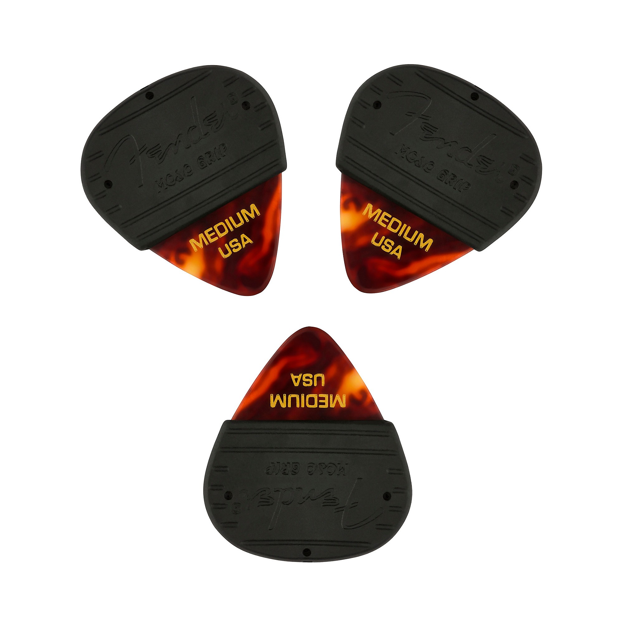 Fender Mojo Grip 351 Guitar Picks (3-Pack) Tortoise Shell Medium ...