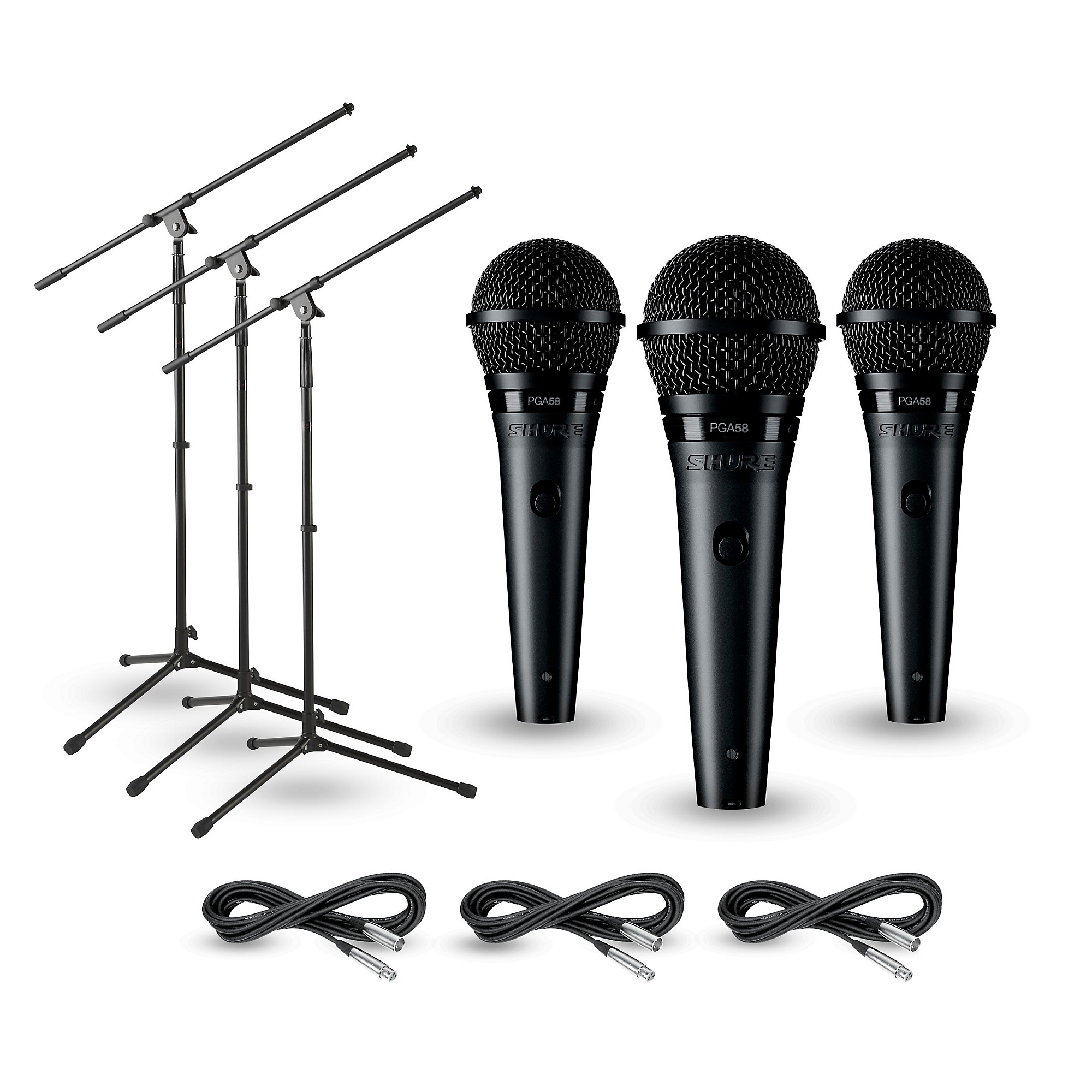 Shure PGA58 3-Pack Mic and Stand Kit | Guitar Center