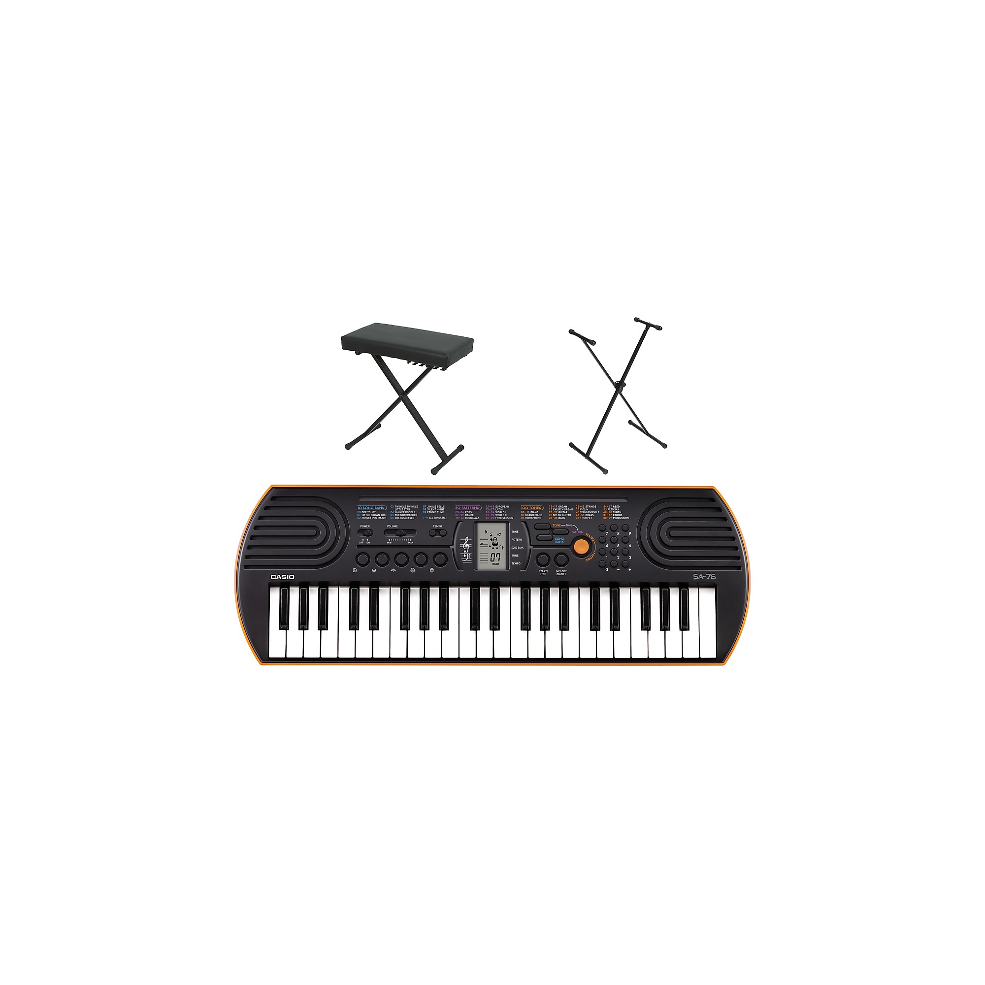 Casio SA-76 Keyboard with Stand and Bench Orange | Guitar Center